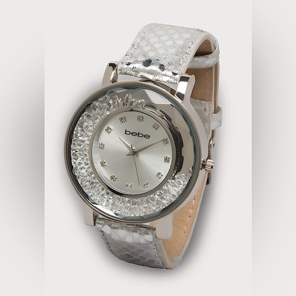 bebe | Accessories | Bebe Crystal Watch Gray Silver Sparkle Gems | Poshmark